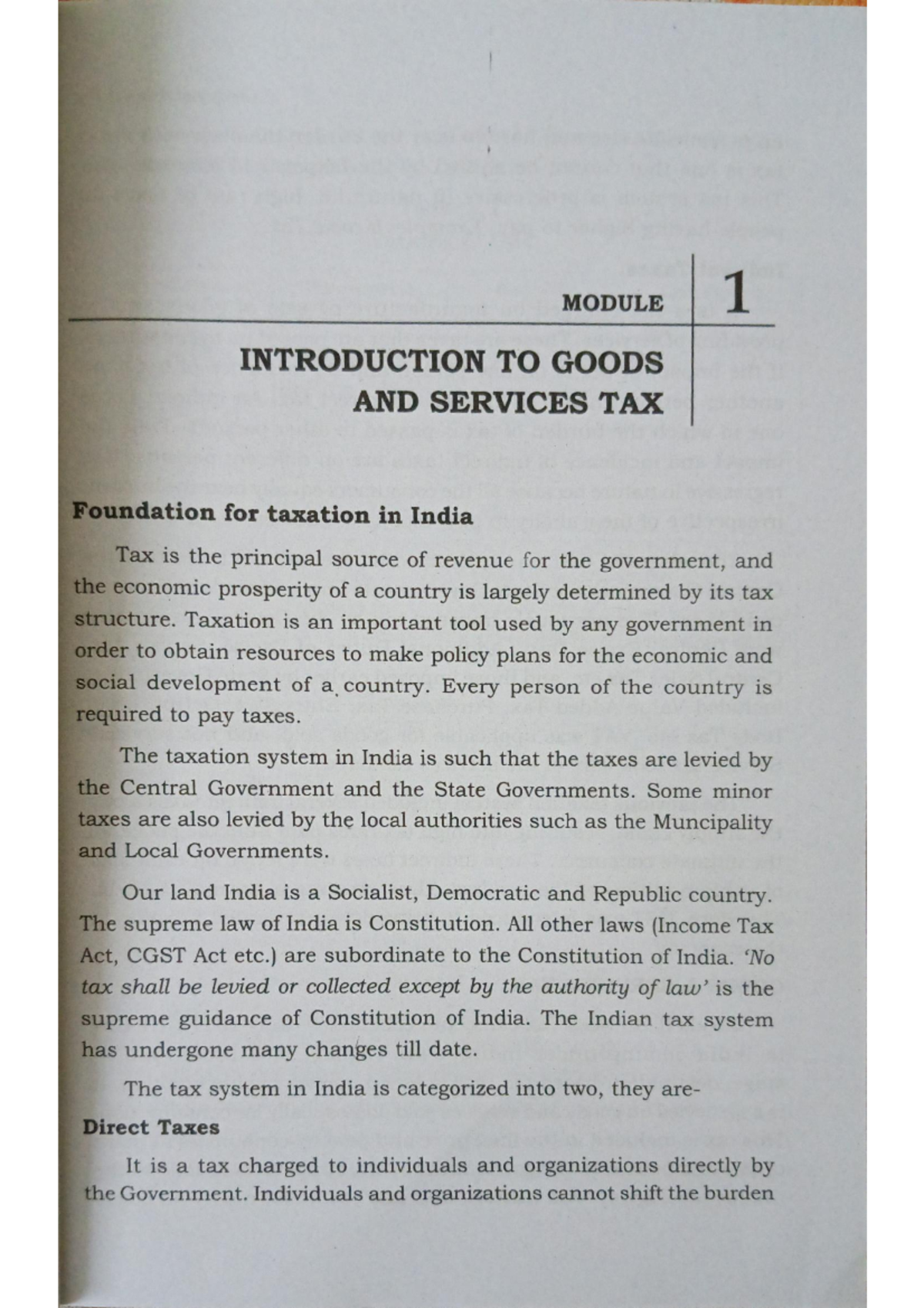 Gst introduction - MODULE 1 INTRODUCTION TO GOODS AND SERVICES TAX ...