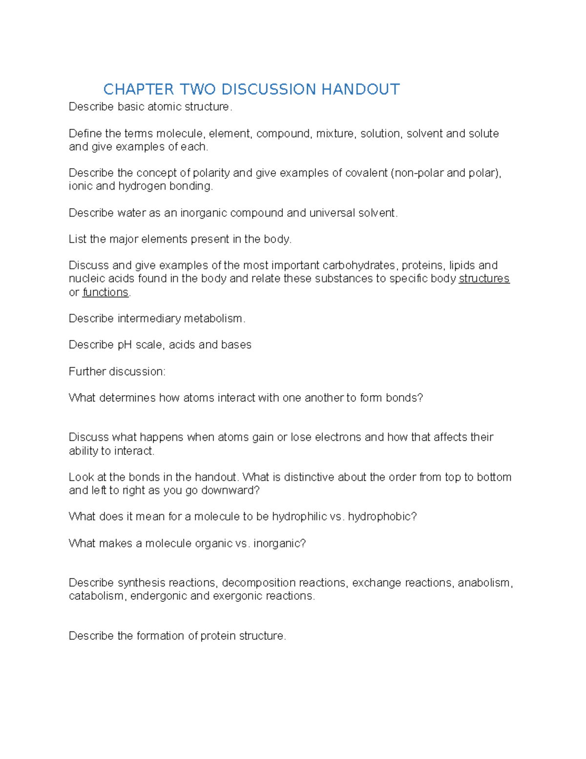 Chapter Two - Tagged - Discussion handout - CHAPTER TWO DISCUSSION ...