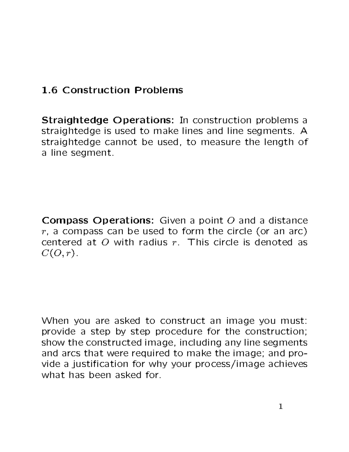 Constructions 1 - Lecture notes notes - 1 Construction Problems ...