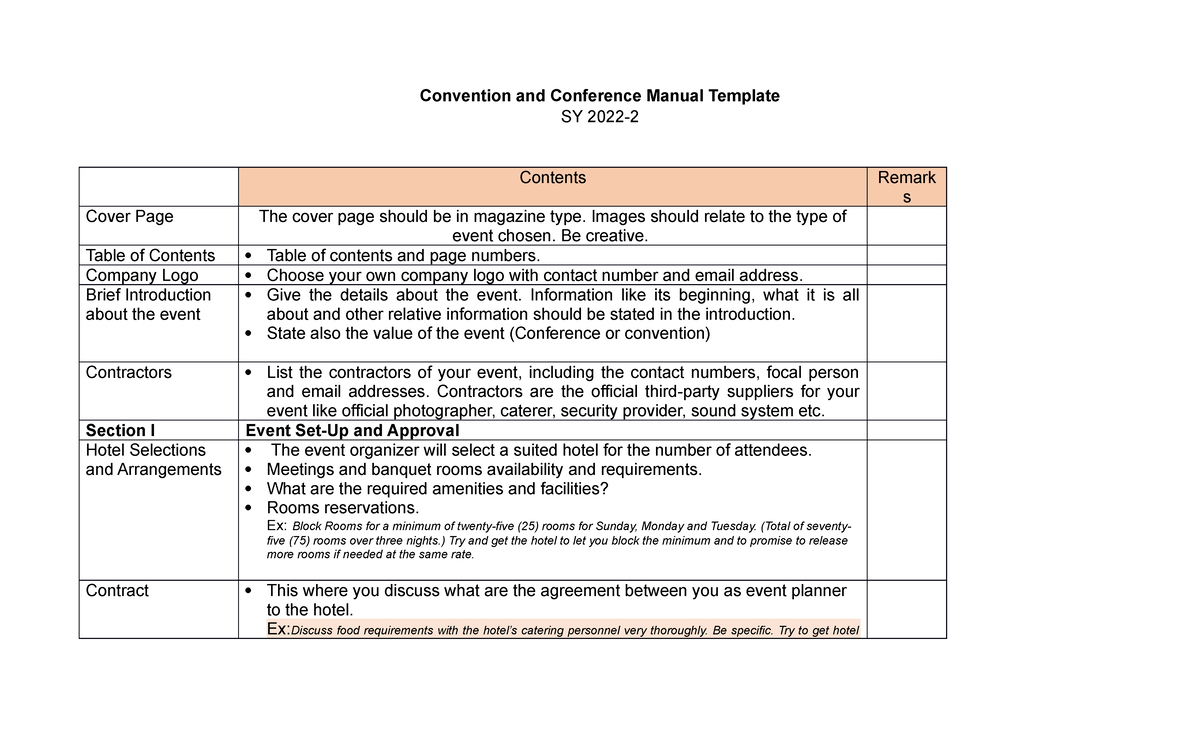 Convention Template SY22 2 - Convention and Conference Manual Template ...