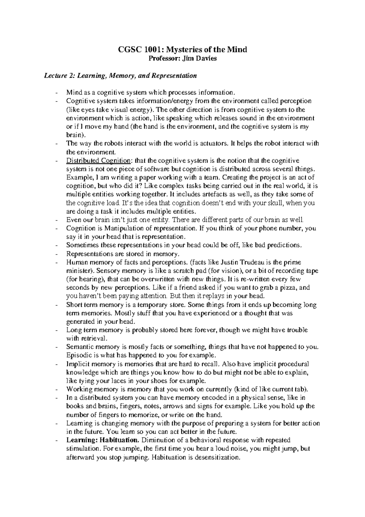 CGSC1001 Lecture Notes - Cgsc 1001 - Carleton - Studocu