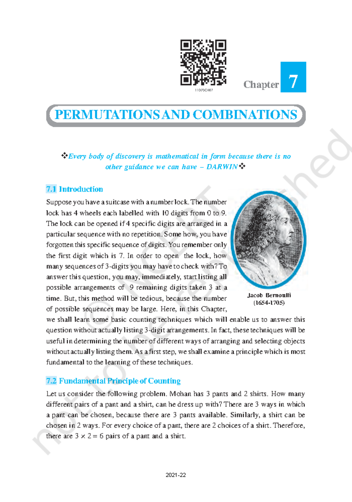 premutations and combinations ncert notes class 12 - Jacob Bernoulli ...