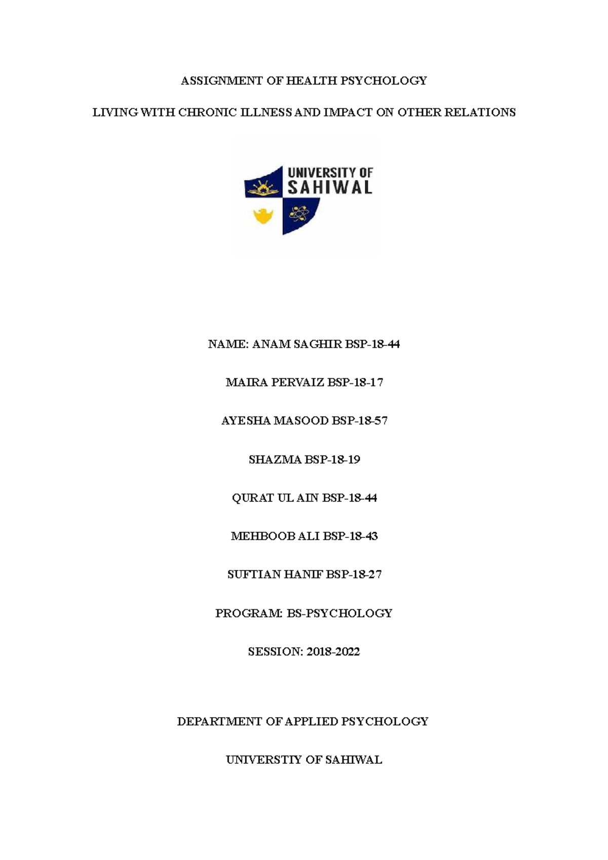 Health project drug related topic - ASSIGNMENT OF HEALTH PSYCHOLOGY ...