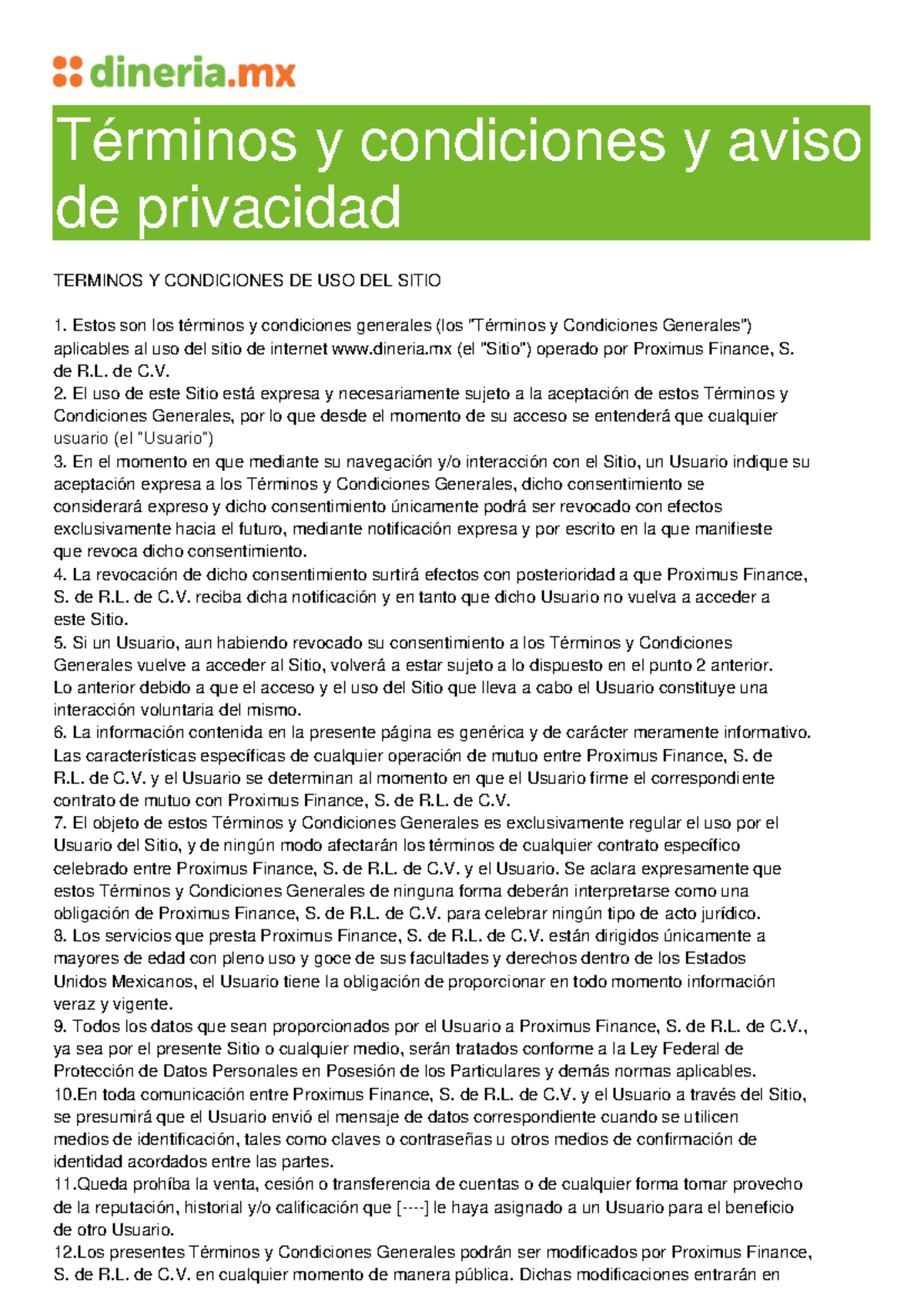 Terminos y condiciones y aviso de privacidad - TERMINOS Y CONDICIONES DE USO DEL SITIO Estos son ...