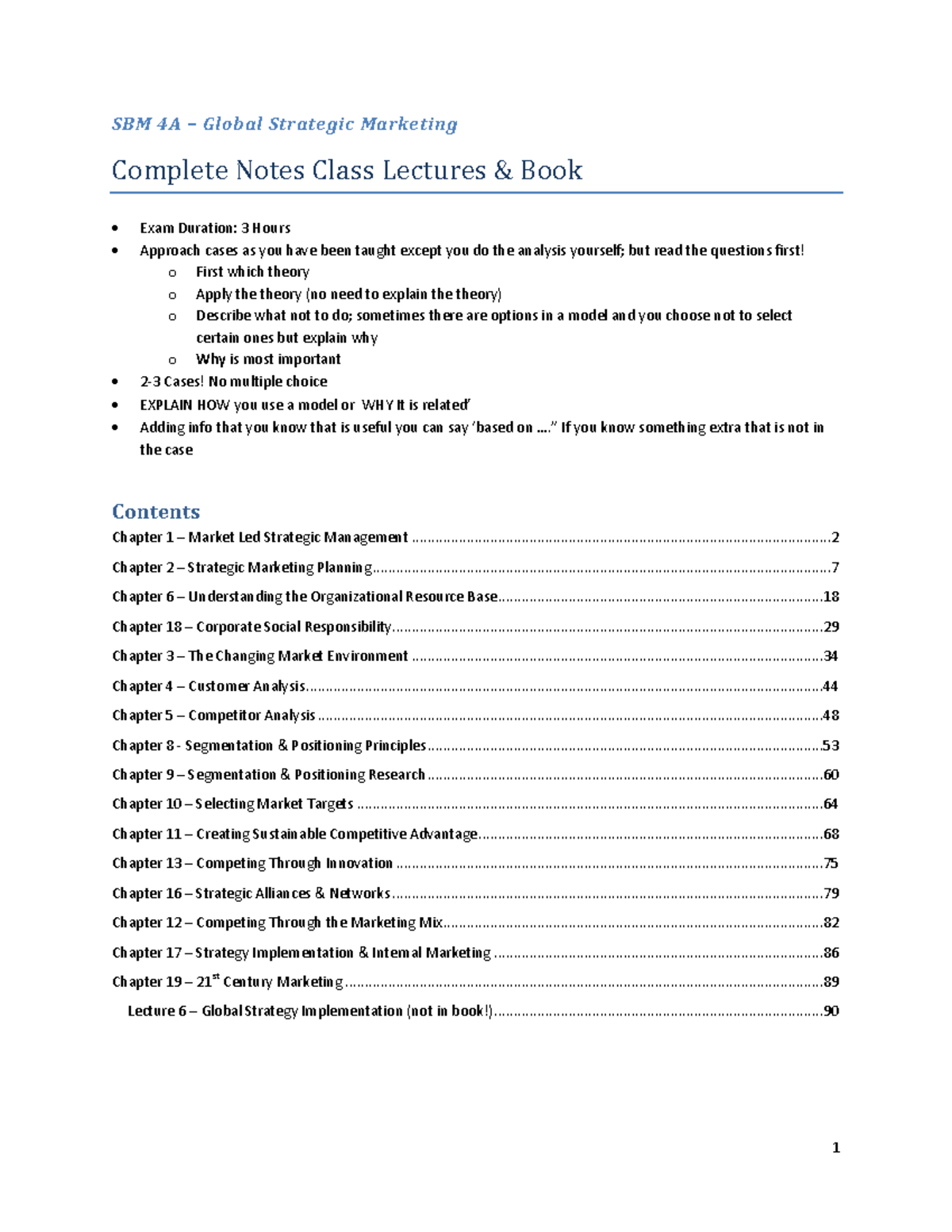 SBM 4A Marketing Strategy & Competitive Positioning Summary - SBM 4A ...