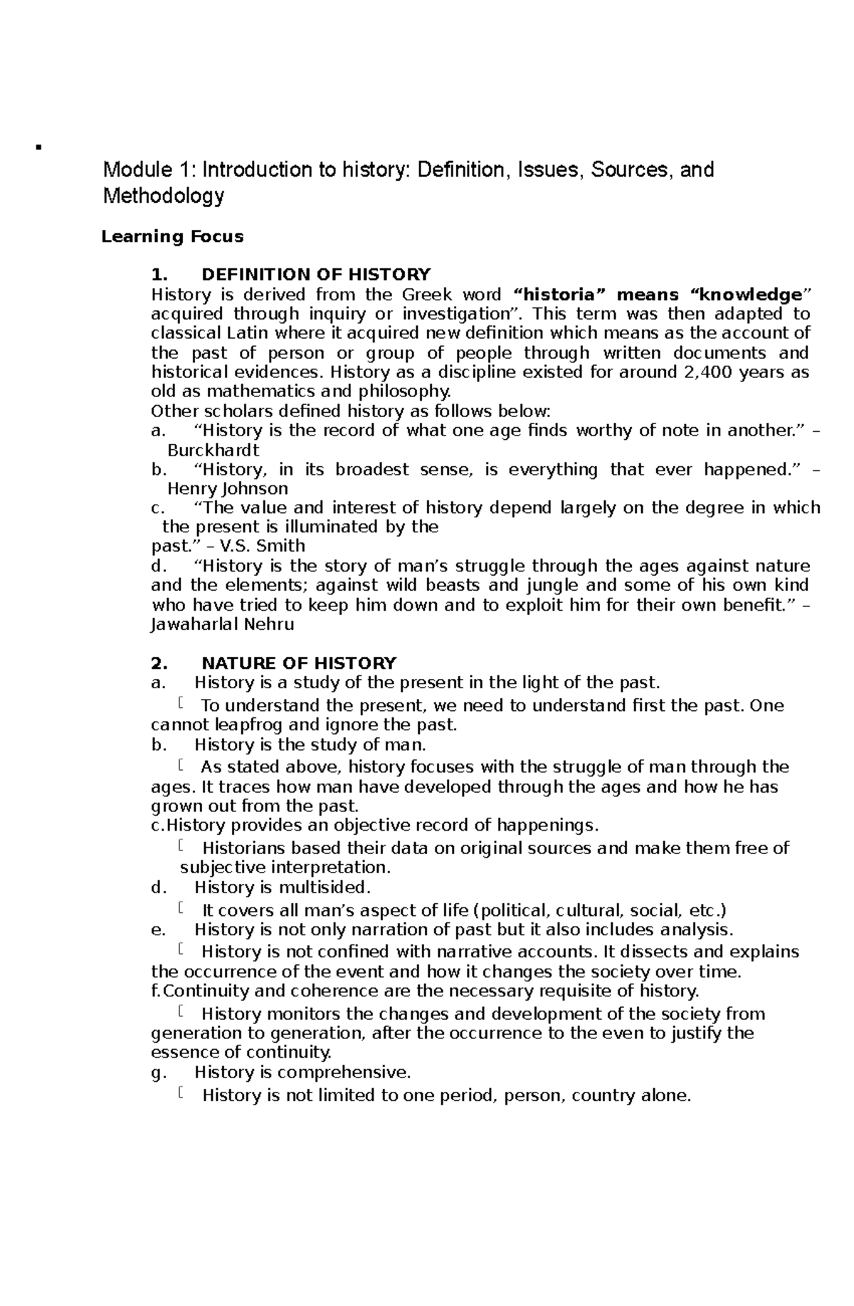 Readings in Philippines History Module 1 - Module 1: Introduction to ...