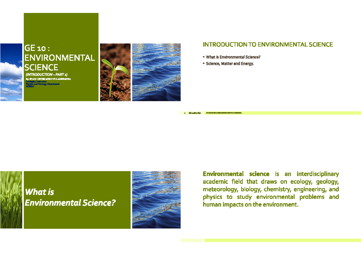 Ge10part1 - kwjdkw - INTRODUCTION TO ENVIRONMENTAL SCIENCE GE 10 ...