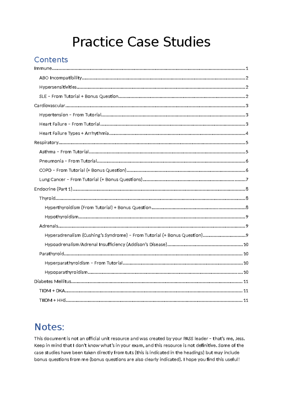 Practice Case Studies - Case Study Outlines - Practice Case Studies ...