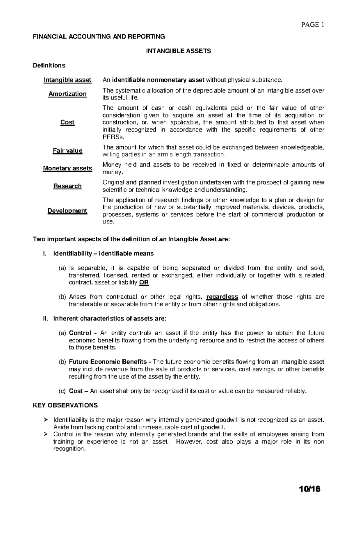 23 Intangible Assets Notes For 6208 - FINANCIAL ACCOUNTING AND ...