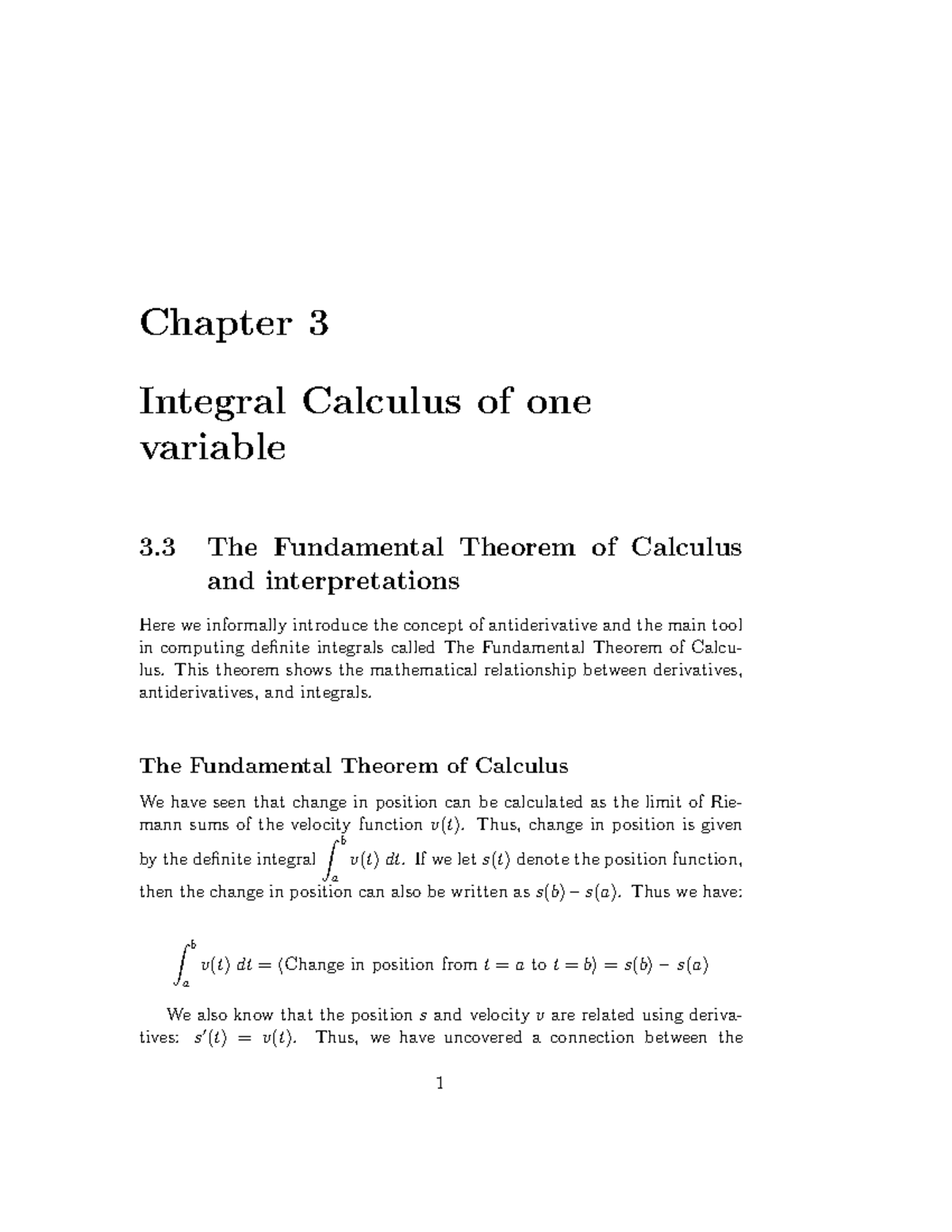 Section 3-3 - Professor: Denis Serbin - Chapter 3 Integral Calculus of ...
