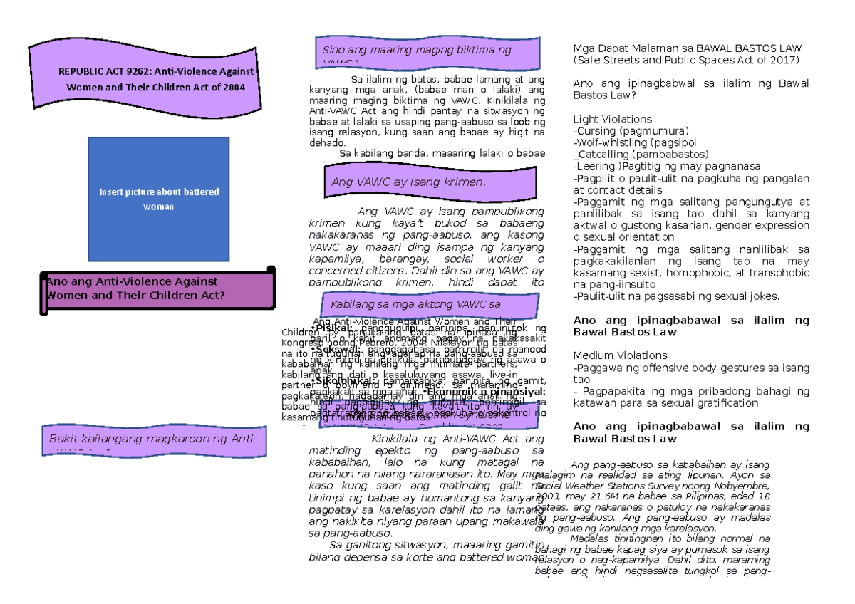 Anti-Violence Against Women and their Children - Mga Dapat Malaman sa ...