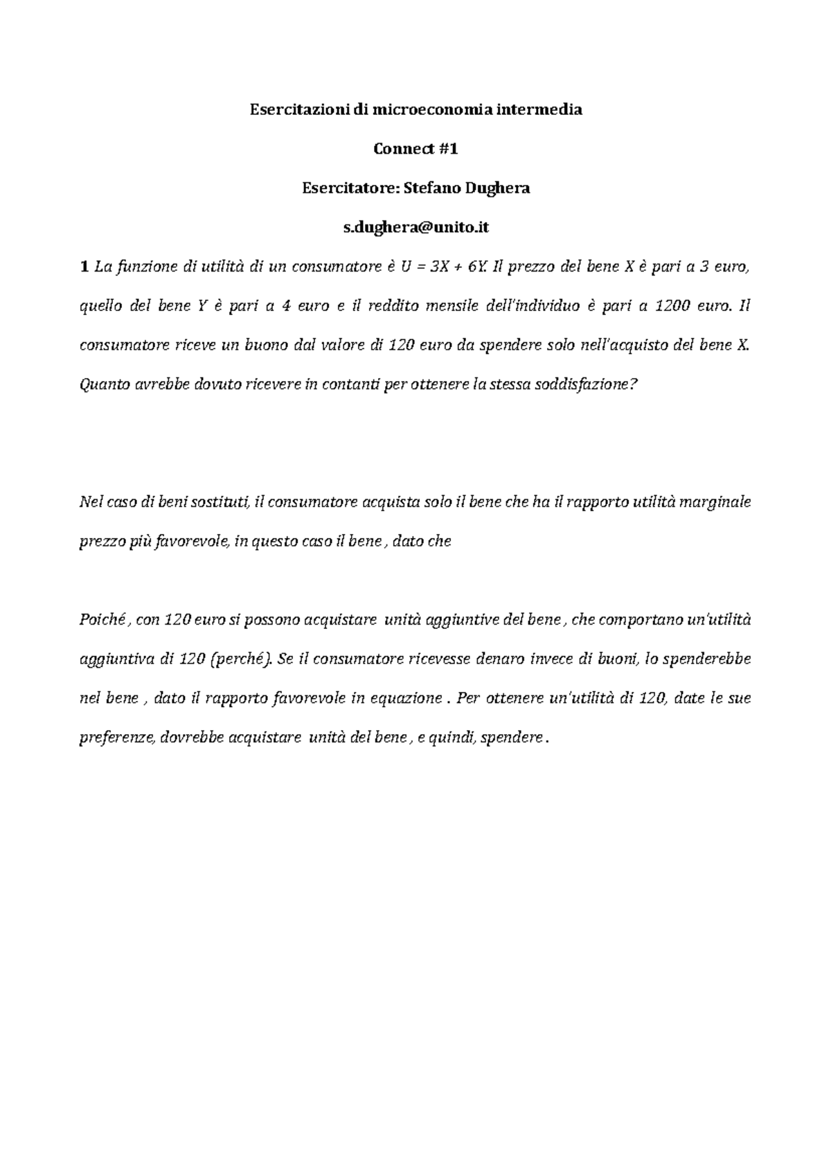 Esercizi - hbhbh hb hb b b - Esercitazioni di microeconomia intermedia ...