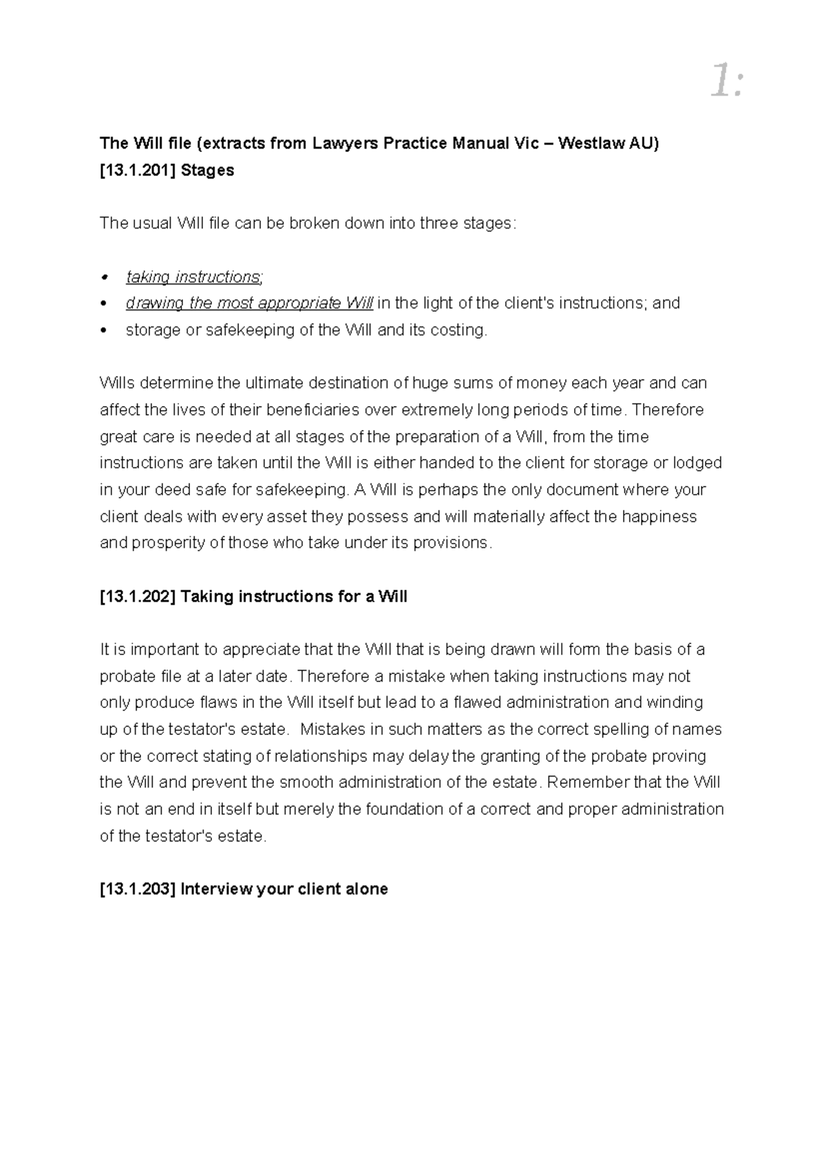 1 - Guide to Taking instructions for Wills and the basics of drafting ...