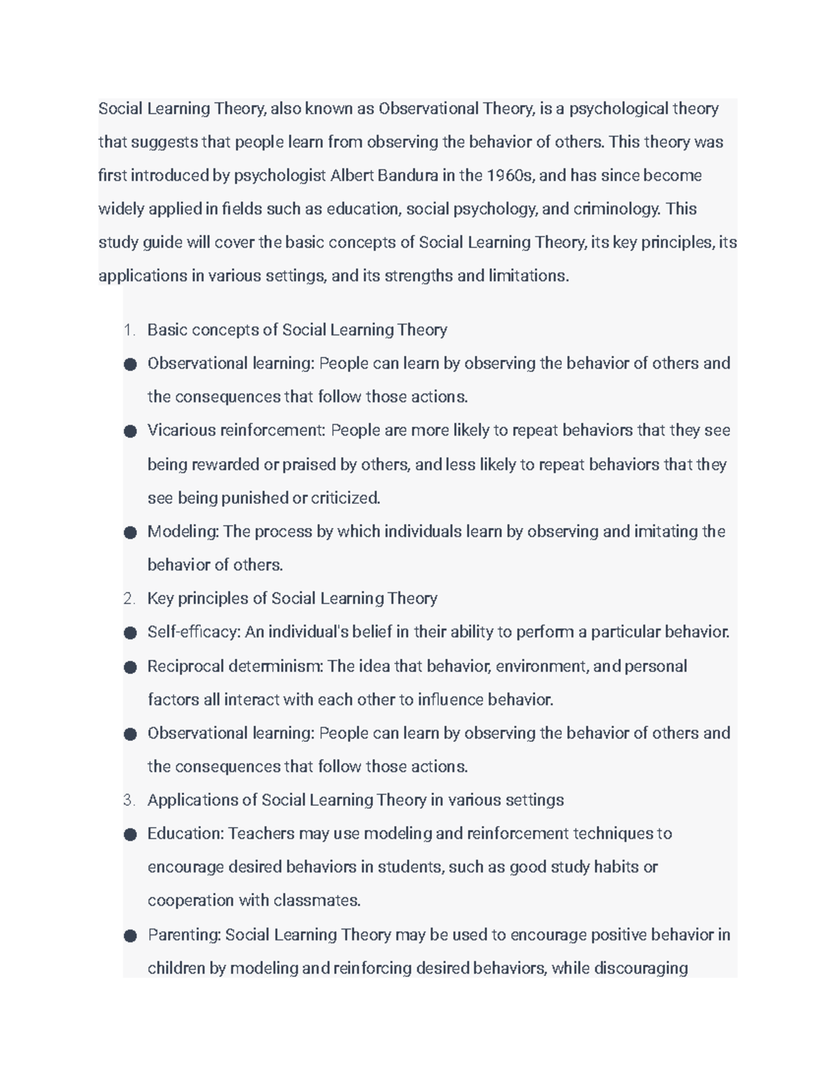 Human Development - Social Learning Theory, also known as Observational ...