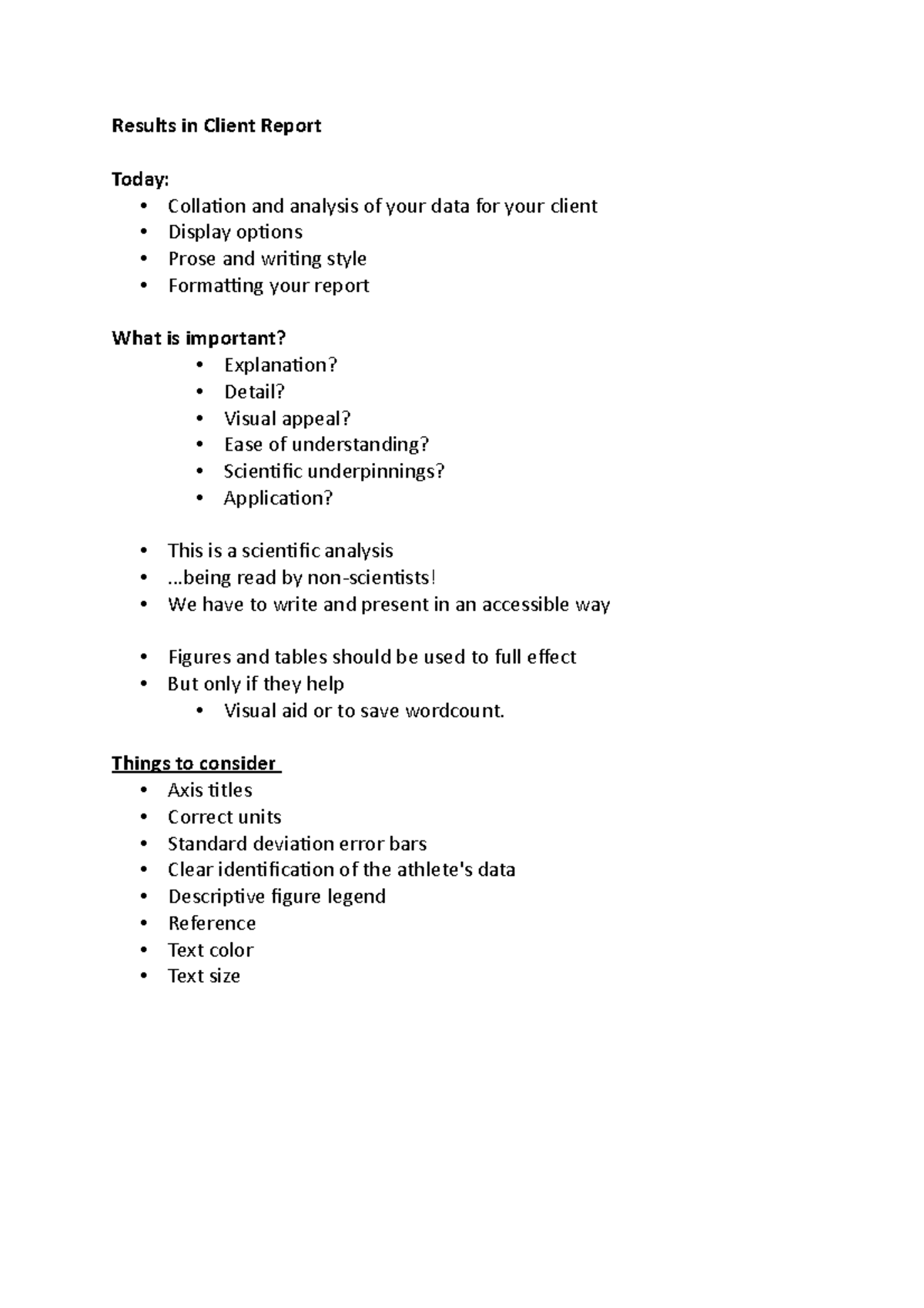 Results in Client Report - Results in Client Report Today: - Collation ...