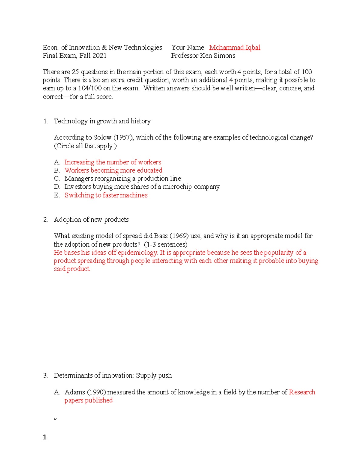 blitz problems examples with good descriptions - Econ. of Innovation ...