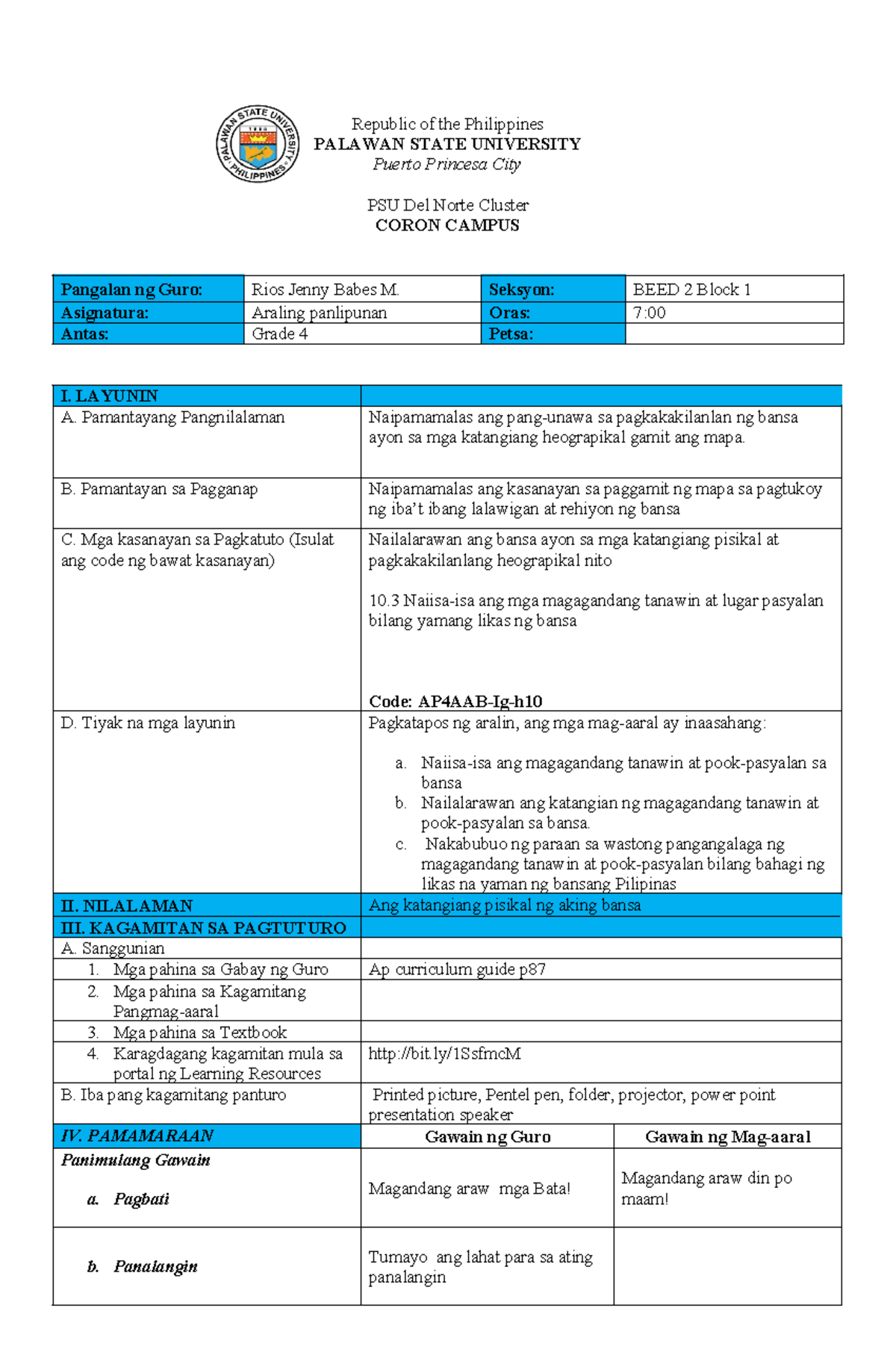 LESSON PLAN IN MATH FACTORIAL NOTATION - Republic of the Philippines ...