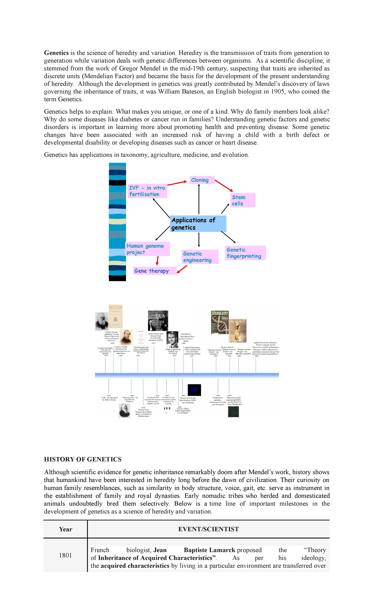 Genetics (history and etc.) - Genetics is the science of heredity and ...