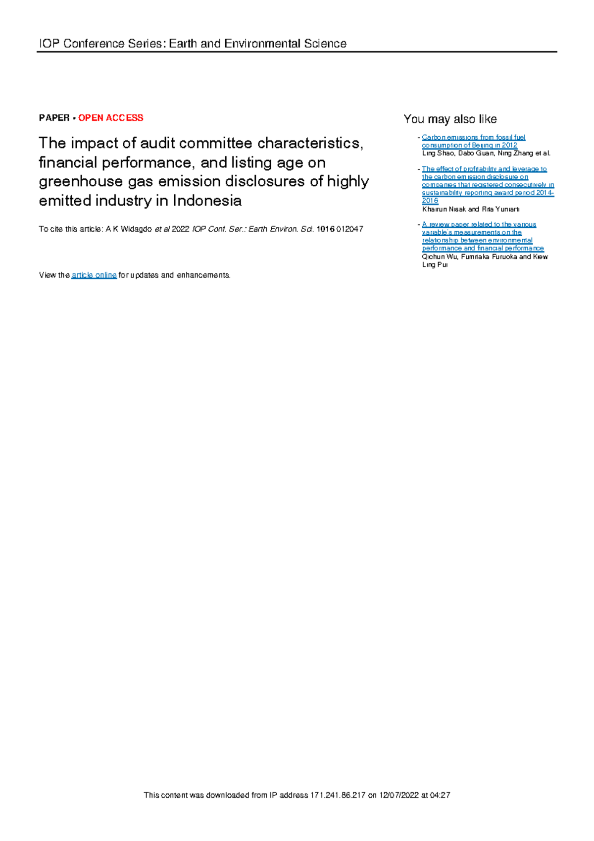 The impact of audit committee characteristics, financial performance ...