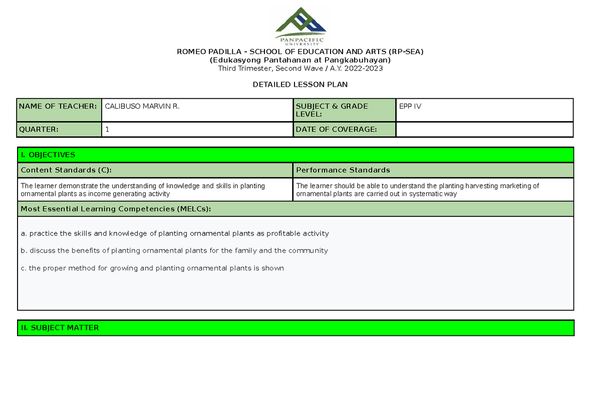 Calibuso Marvin DLP EPP - (Edukasyong Pantahanan at Pangkabuhayan ...