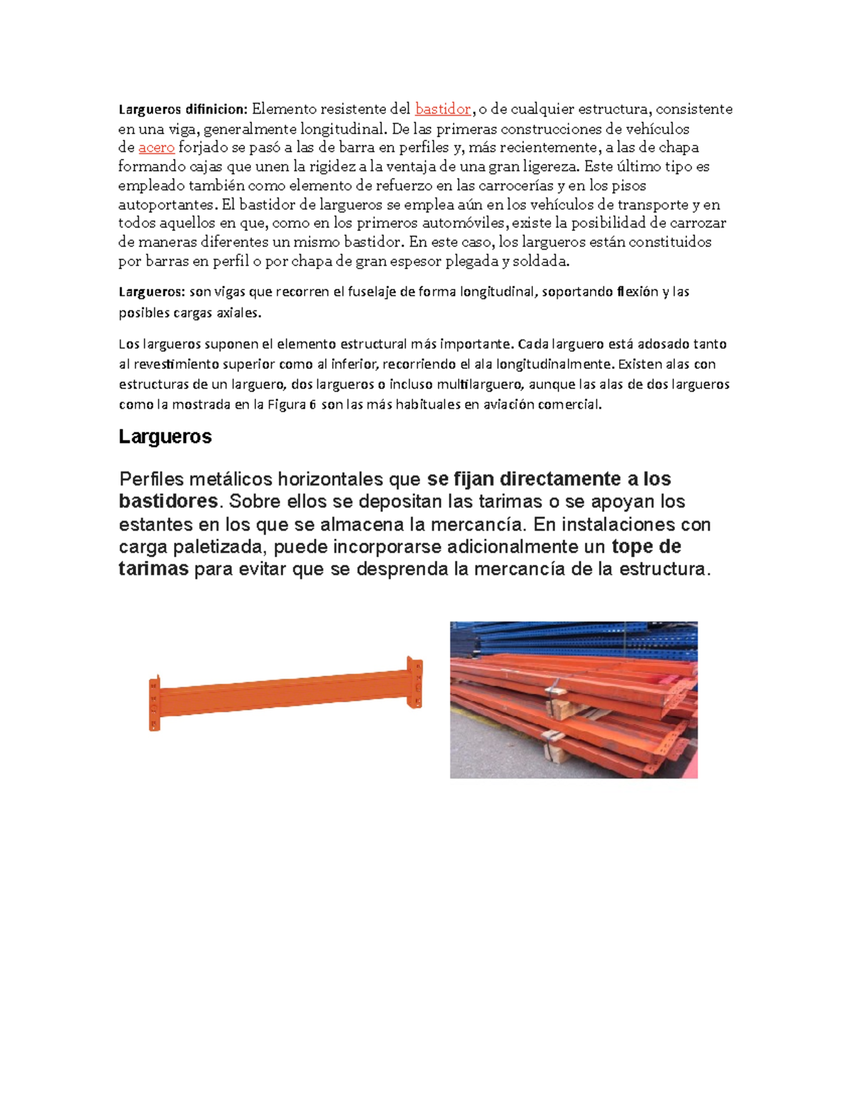 Infor sobre largueros - ssdadadasdsad - Largueros difinicion: Elemento ...