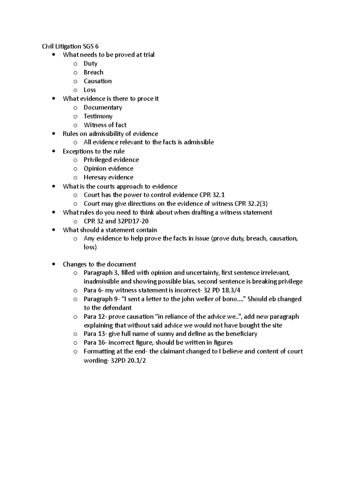 Civil Litigation SGS 6 - o Court may give directions on the evidence of ...