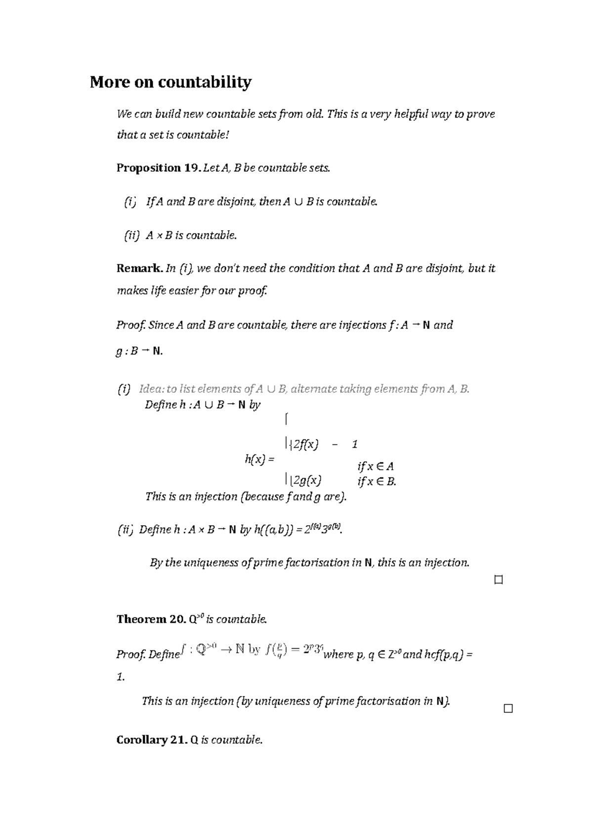 Analysis 12 - More on countability - More on countability We can build ...