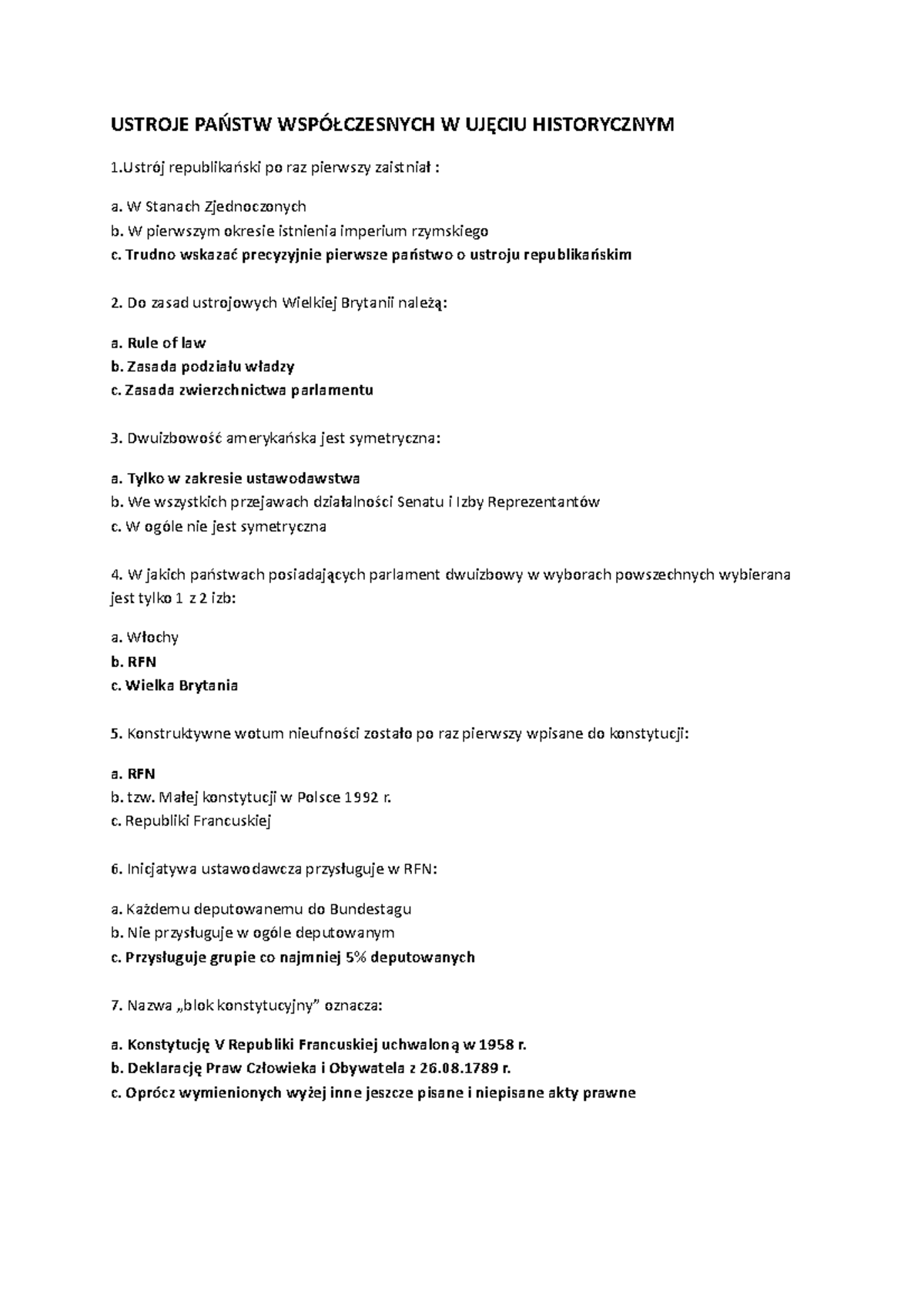 Ustroje panstwa - USTROJE PAŃSTW WSPÓŁCZESNYCH W UJĘCIU HISTORYCZNYM ...