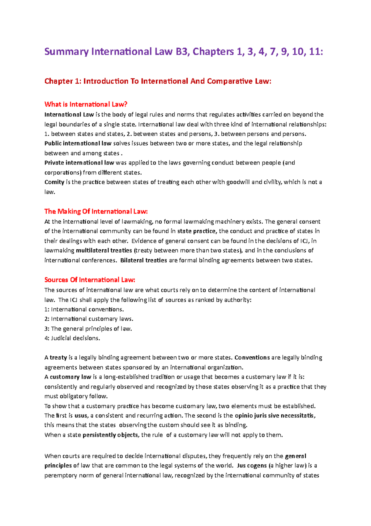 International Business Law B3 - Summary - Chapters 1, 3, 4, 7, 9, 10 ...