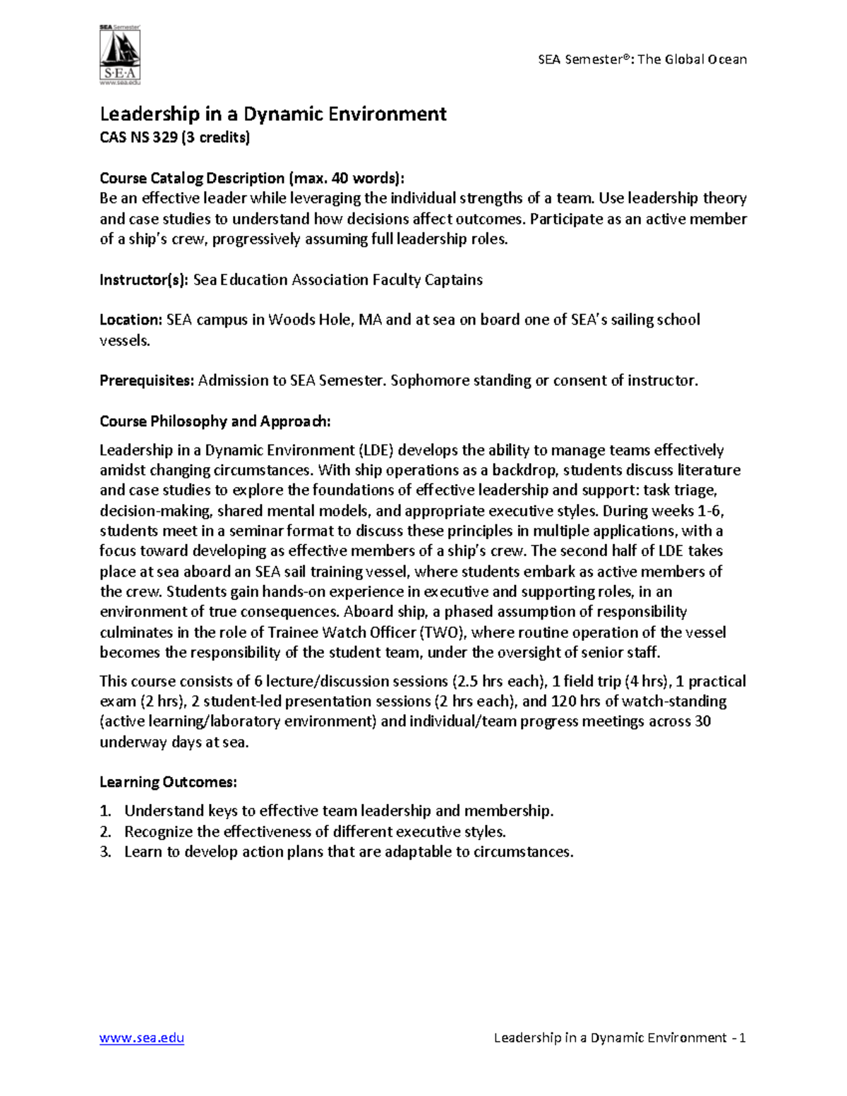 Syllabus Leadership in a Dynamic Environment GO - Leadership in a ...