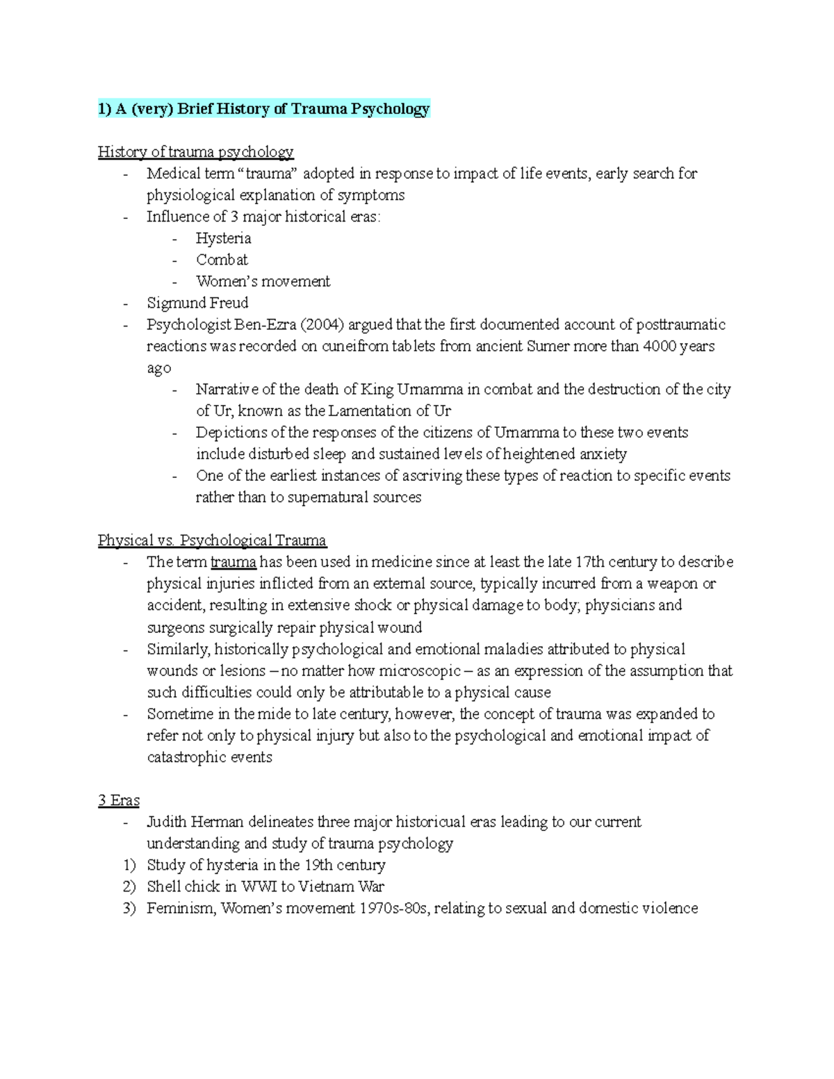 Introduction to Trauma Psychology - A (very) Brief History of Trauma ...