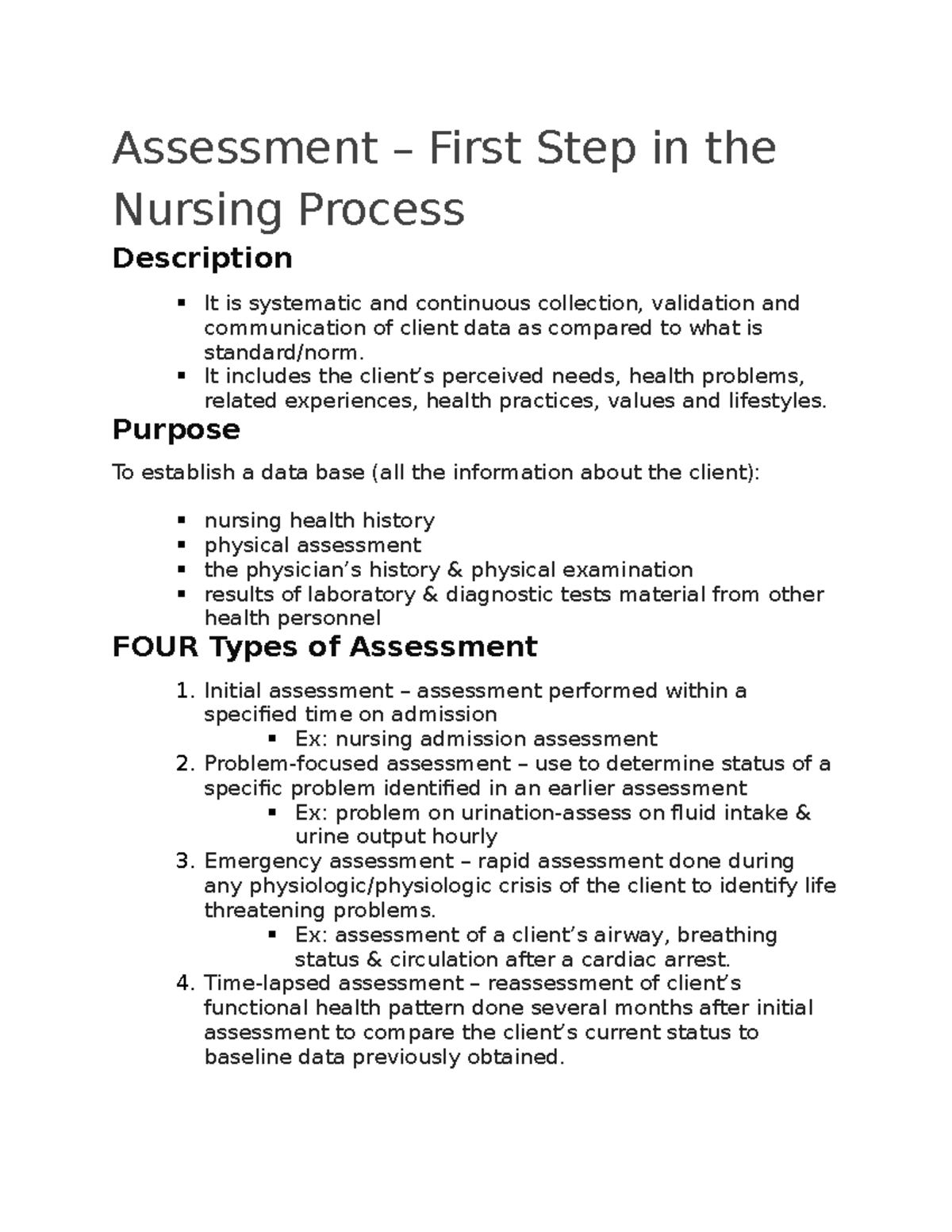 Assessment Description It Is Systematic And Continuous Collection