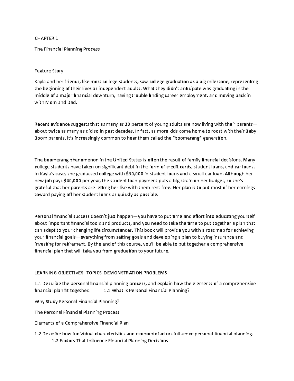 Ch1. the financial planning process assignment - CHAPTER 1The Financial ...