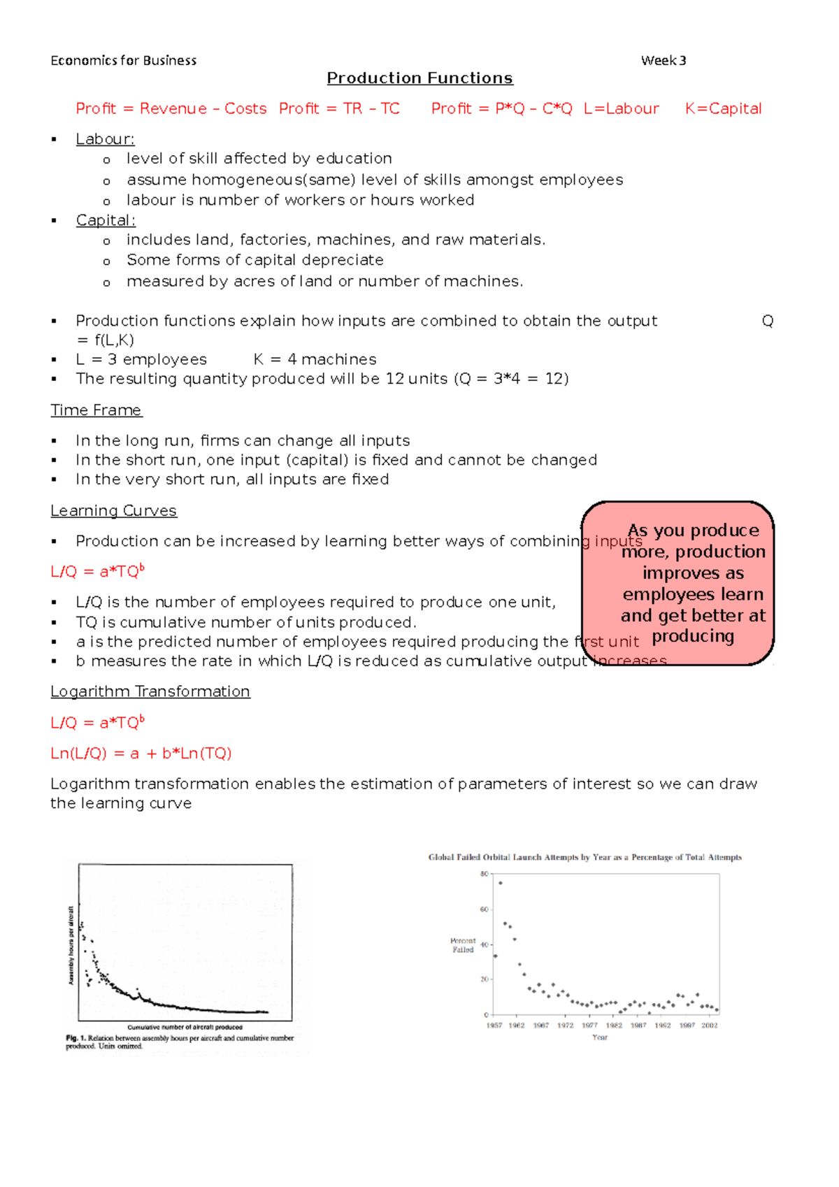 Week 3 - Production Functions - Economics for Business Week 3 ...