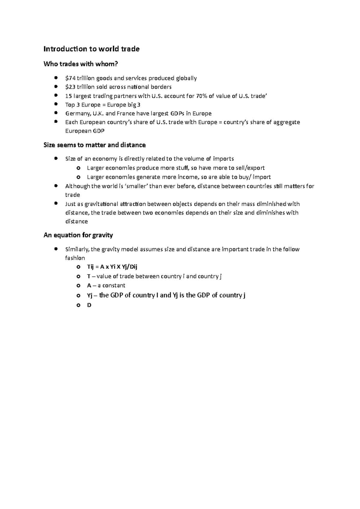 Topic 8 - an introduction to world trade - ECO1007 - QUB - Studocu