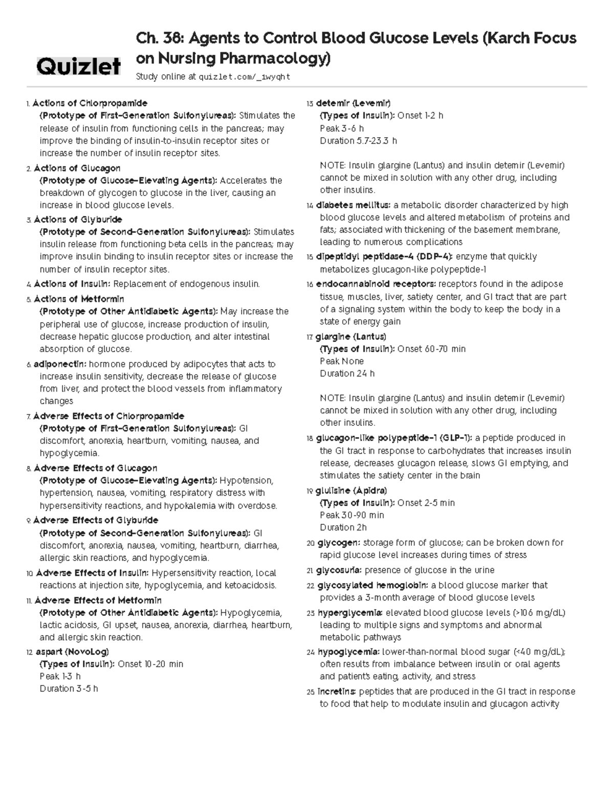 Ch 38 - Lecture notes 38 - 1 of Chlorpropamide (Prototype of First ...
