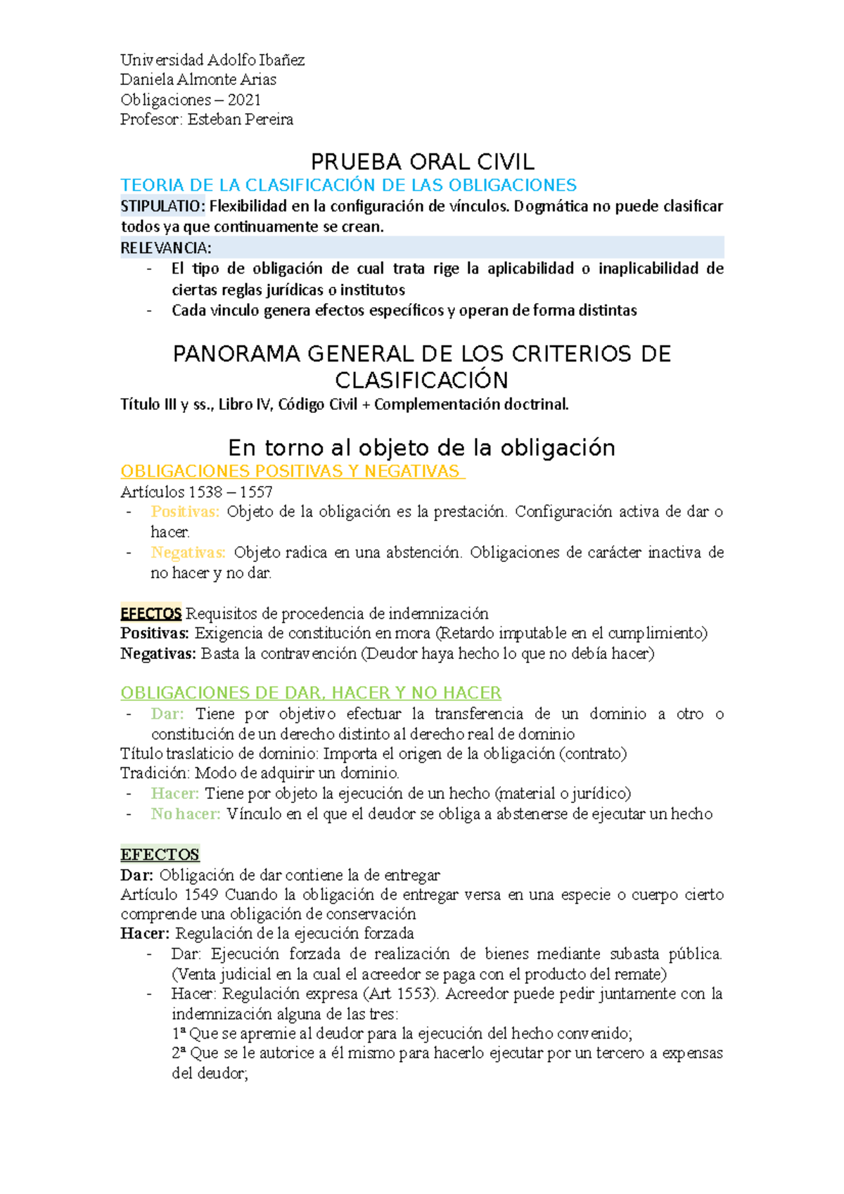 Prueba ORAL Civil - Daniela Almonte Arias Obligaciones – 2021 Profesor ...