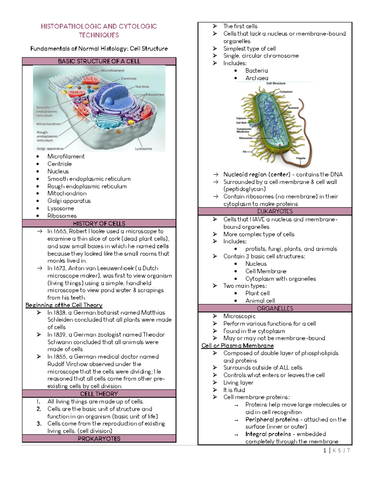 1 Histopath (CELL Structure) - HISTOPATHOLOGIC AND CYTOLOGIC TECHNIQUES ...