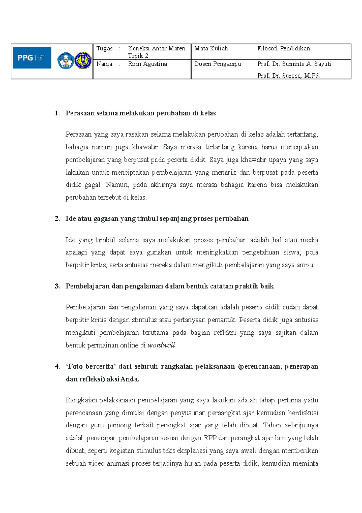 Koneksi Antar Materi Topik 2 - Tugas : Koneksi Antar Materi Topik 2 Mata Kuliah : Filosofi - Studocu