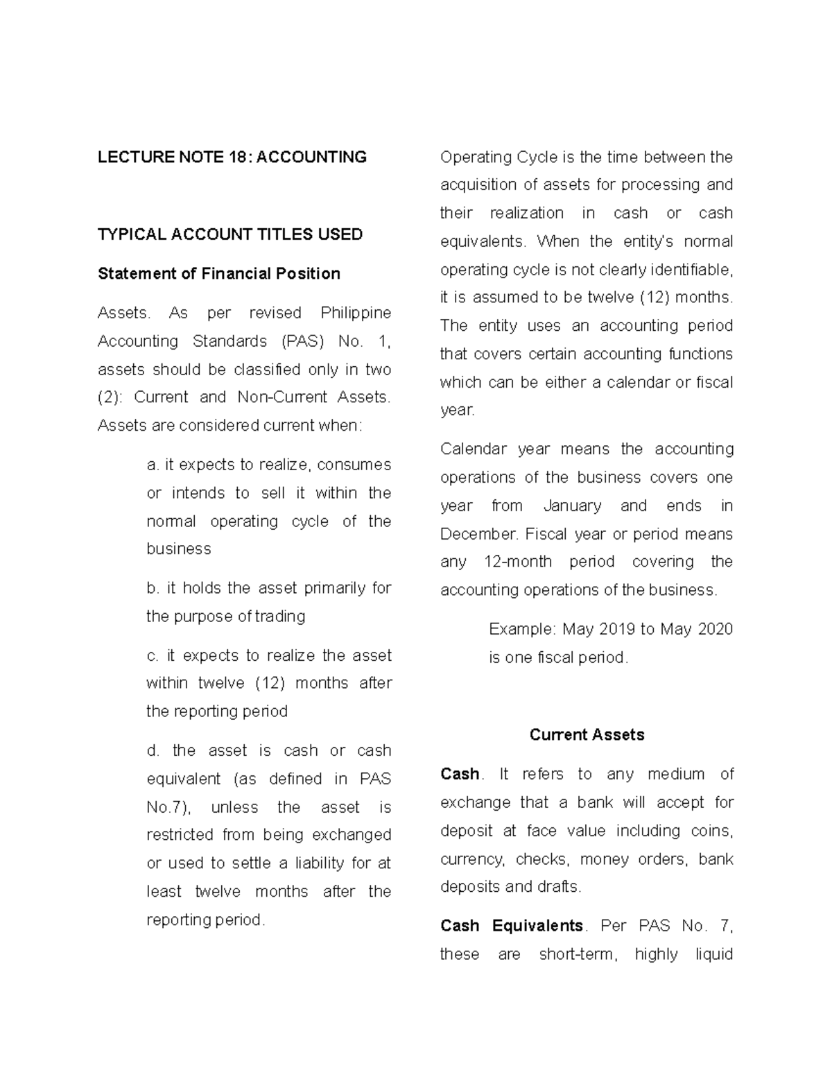 Lecture Note 18 Accounting - LECTURE NOTE 18: ACCOUNTING TYPICAL ...