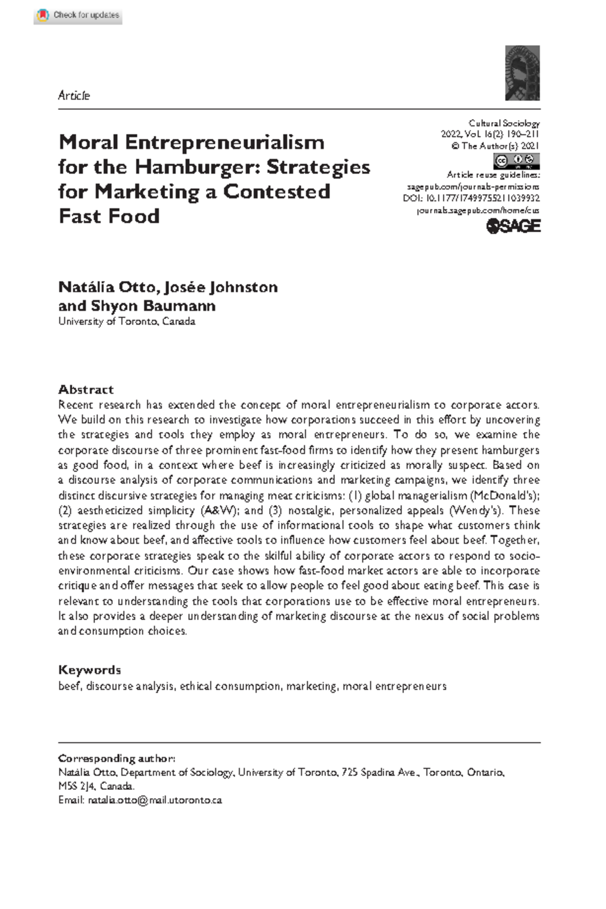 5 Moral entrepreneurialism for hamburger - doi/10.1177/ Cultural ...