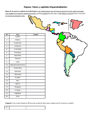 Mapa De Paises De Habla Hispana