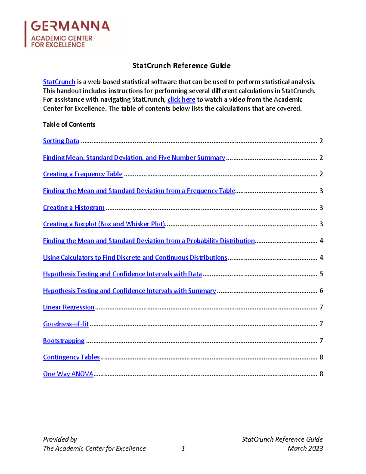 Stat Crunch Reference Guide - Provided by StatCrunch Reference Guide ...