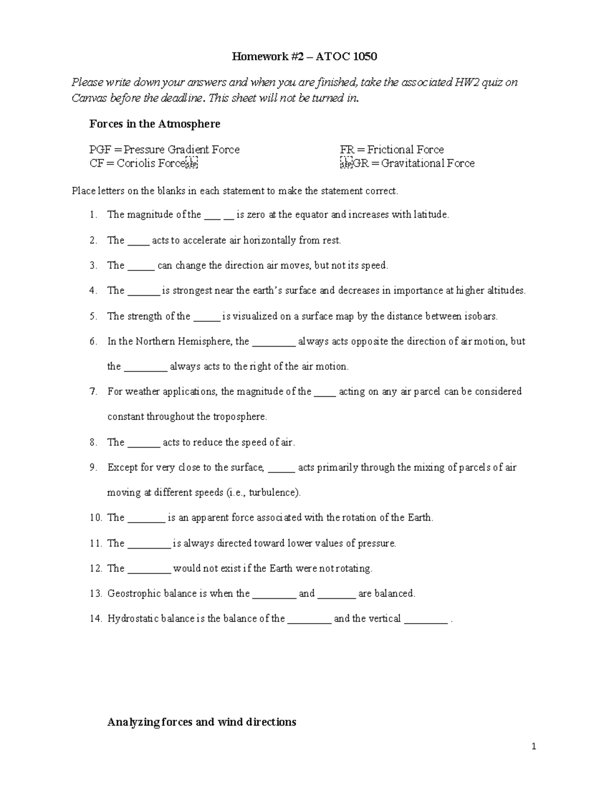 ATOC HW2 - homework 2/3 - 1 Homework #2 – ATOC 1050 Please write down ...