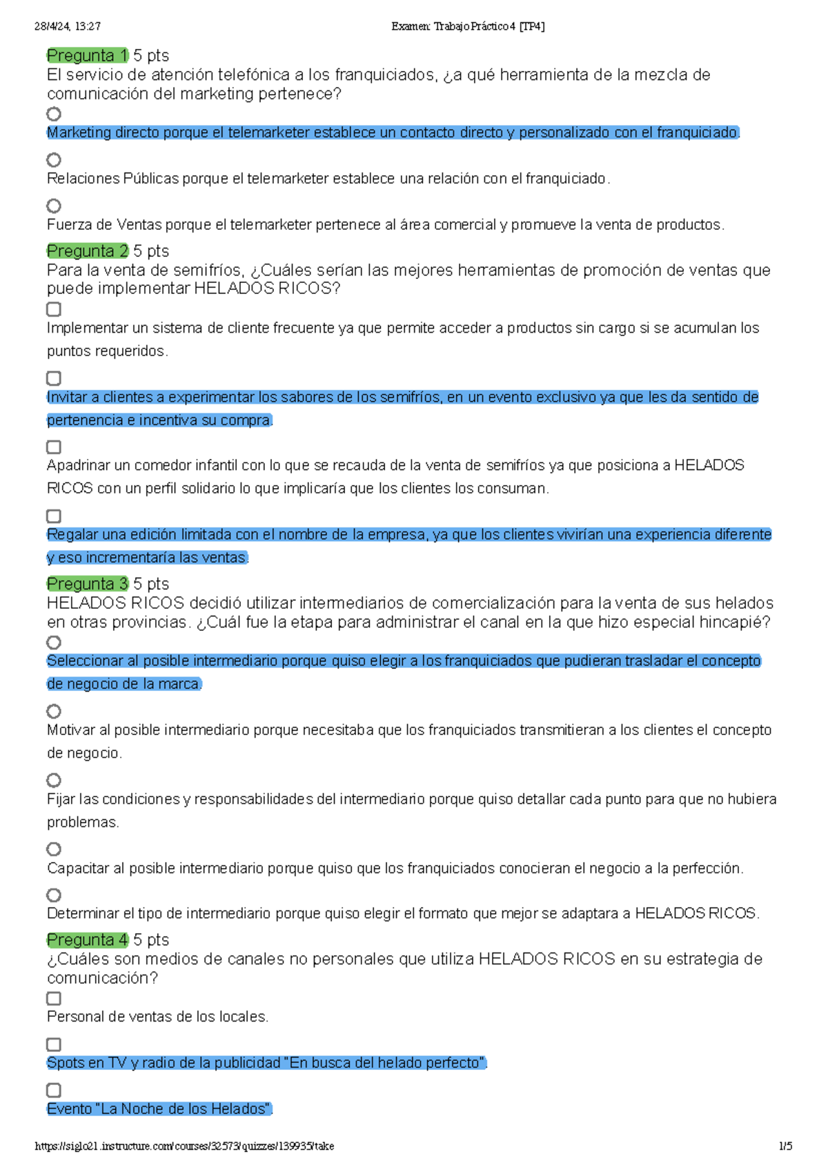 Examen Trabajo Práctico 4 Tp4 95 Pregunta 1 5 Pts Pregunta 2 5 Pts