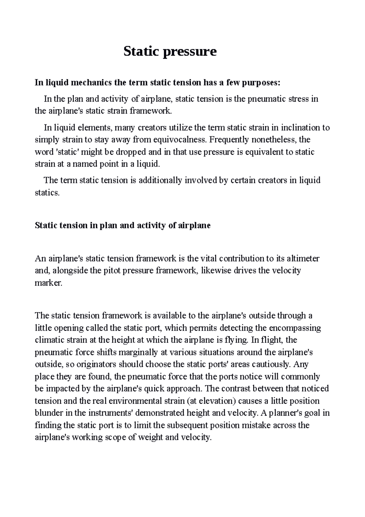 Static pressure - shafa - Static pressure In liquid mechanics the term ...