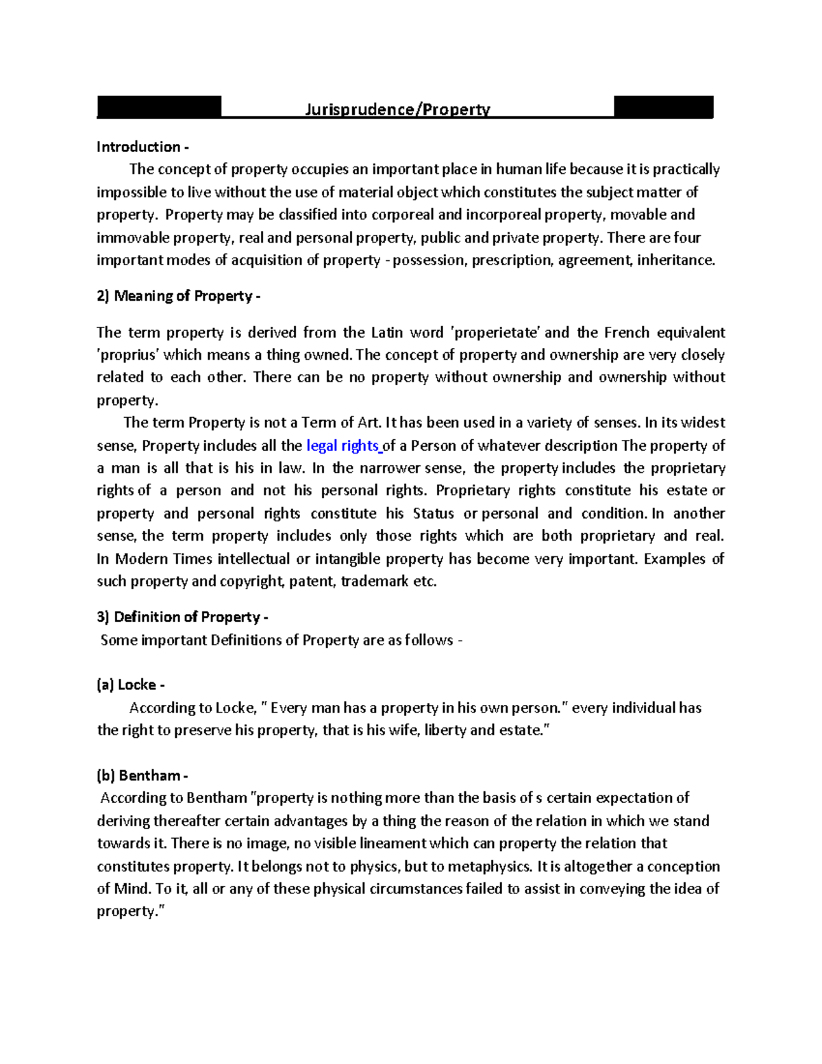 Concept of property - Property may be classified into corporeal and ...