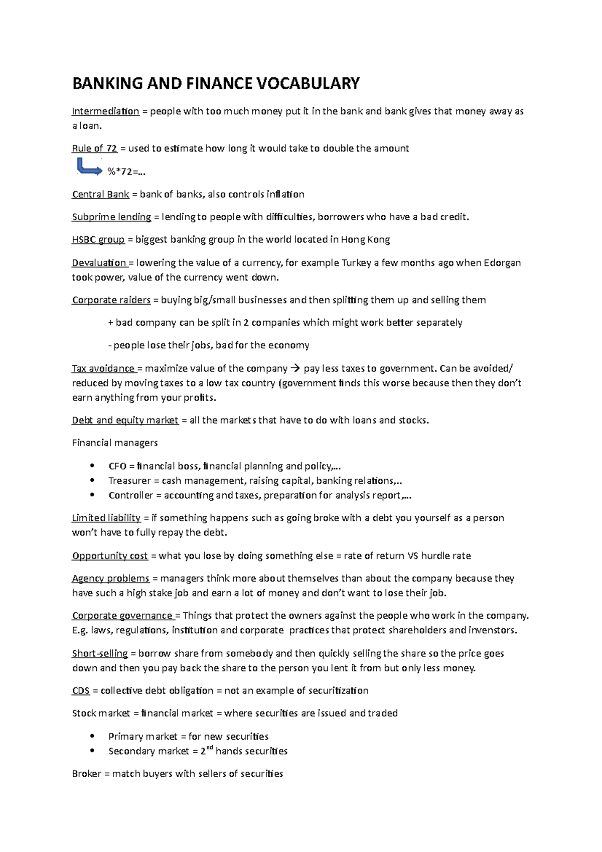 Banking and Finance Vocabulary - BANKING AND FINANCE VOCABULARY ...