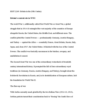 First week Coursenote,HIST 2241; Canada and the World War1'lecturenotes ...