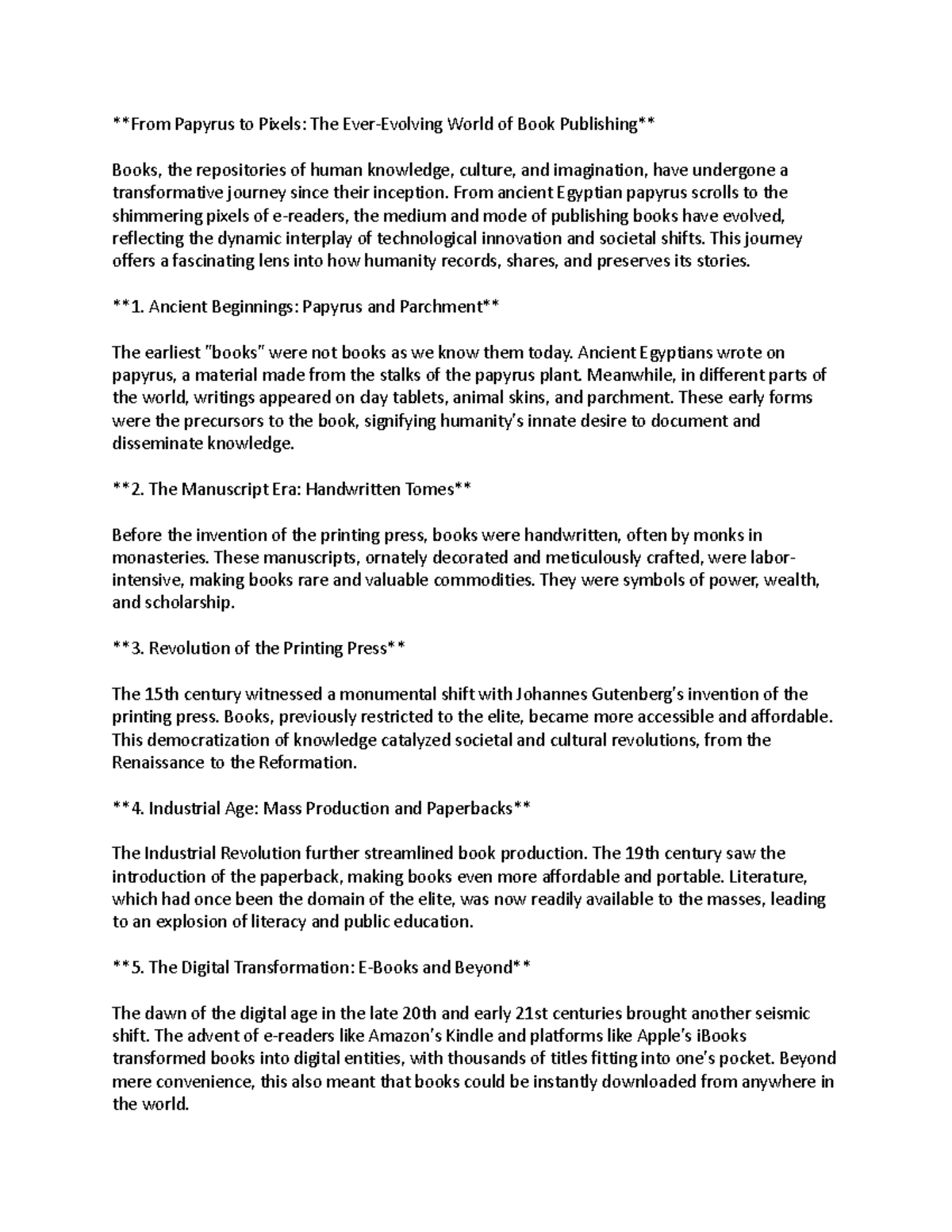 From Papyrus to Pixels - good essay. - From Papyrus to Pixels: The Ever ...